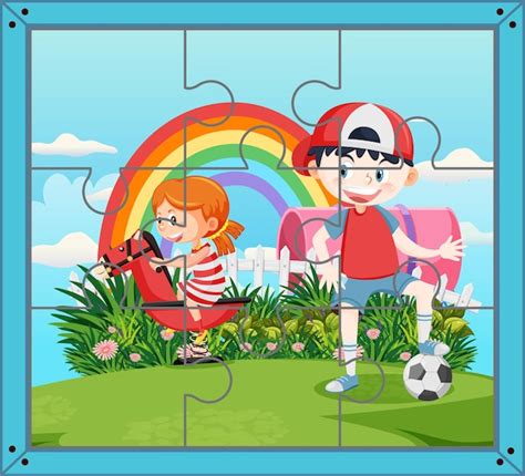 Premium Vector Photo Jigsaw Puzzle Game Template