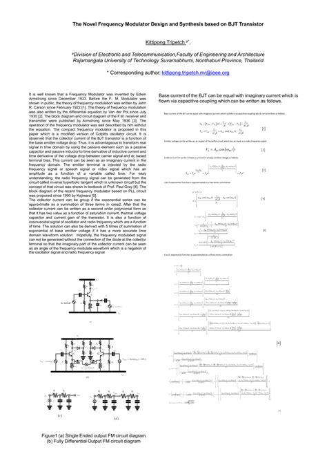 Pdf The Novel Frequency Modulator Design And Synthesis Based On Bjt Transistor