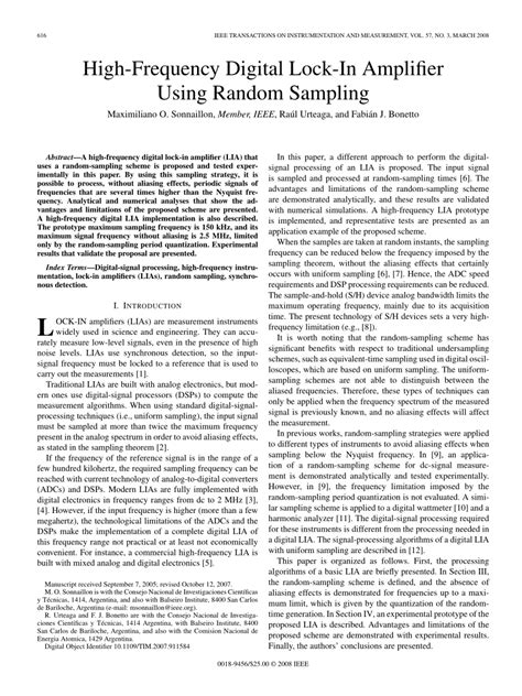 Pdf High Frequency Digital Lock In Amplifier Using Random Sampling