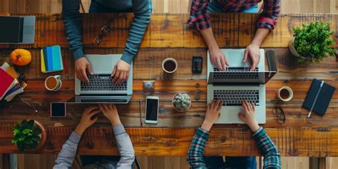 Premium Photo Team Working In The Office At Computers Generative Ai