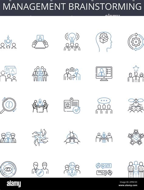 Management Brainstorming Line Icons Collection Leadership Innovation Coordination Ideation