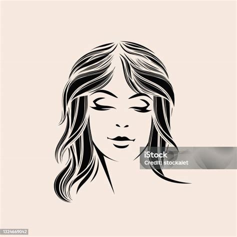 뷰티 살롱 헤어 스타일 메이크업 스튜디오 일러스트 화장품 로고 아름다운 여자 얼굴 일러스트레이션에 대한 스톡 벡터 아트 및 기타 이미지 일러스트레이션 귀여운 긴 머리