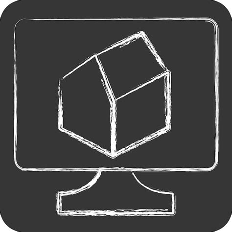 Premium Vector Icon 3d Rendering Related To 3d Visualization Symbol Chalk Style Simple Design