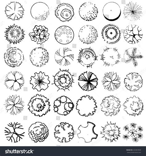 Landscape Design Tree Symbols Trees And Bush Item Top View For