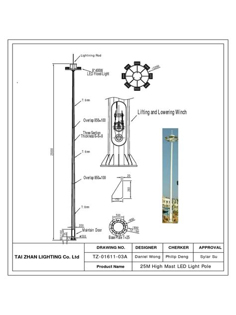 25m High Mast Led Light Pole Drawing 1 Pdf