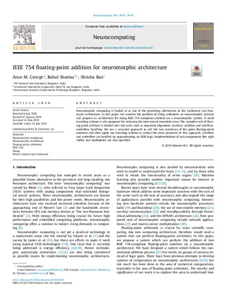 Pdf Ieee 754 Floating Point Addition For Neuromorphic Architecture