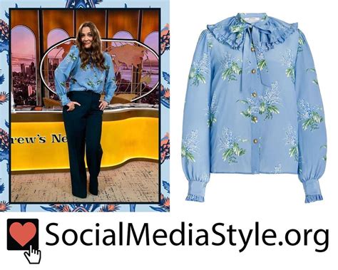 Drew Barrymores Blue Floral Print Blouse From The Drew Barrymore Show