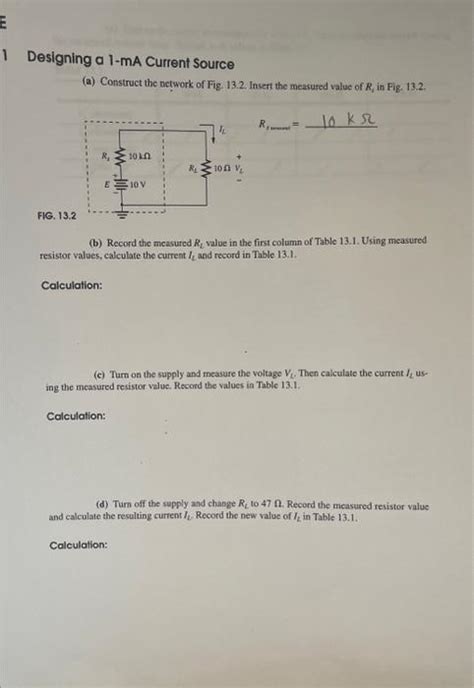 Solved Designing A 1 MA Current Source A Construct The Chegg Com