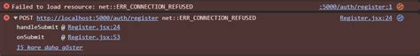 reactjs mern application err connection refused error stack overflow
