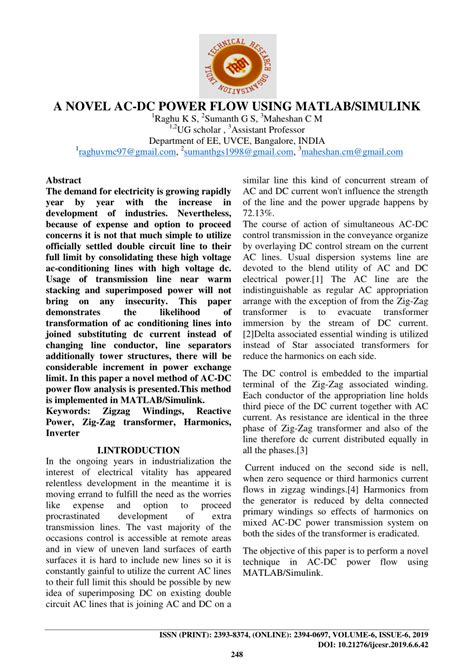 Pdf A Novel Ac Dc Power Flow Using Matlabsimulink