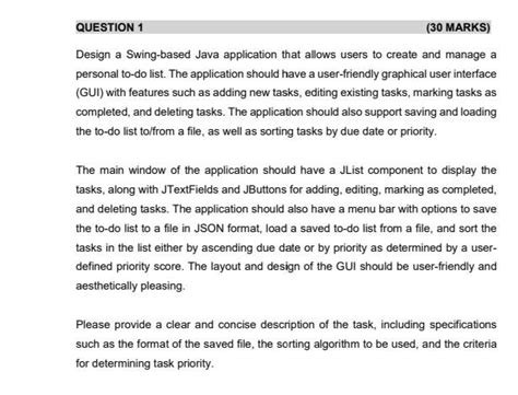 Solved Design A Swing Based Java Application That Allows Chegg