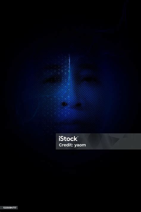 하프톤 효과 기술 디지털 점선 초상화 에 어두운 파란색 과 복사 공간 개념 배경 여자에 대한 스톡 사진 및 기타 이미지 여자 한 명의 여자만 데이터 Istock