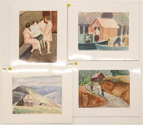Arthur Runquist 4pc Arthur Runquist Landscapes With Figures