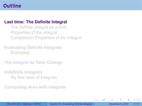 Lesson 25 Evaluating Definite Integrals Section 041 Slides Ppt