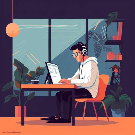 Premium AI Image A Diligent Programmer Coding In A Vibrant Coworking