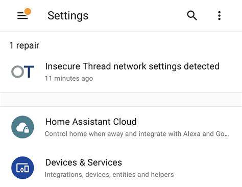 skyconnect insecure thread network configuration home assistant