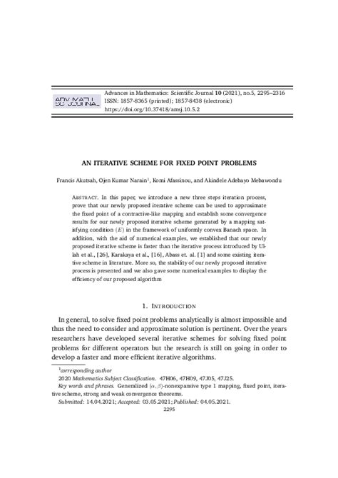 Pdf An Iterative Scheme For Fixed Point Problems