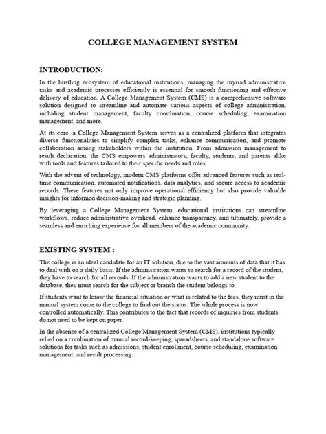 College Management System Pdf Databases Automation