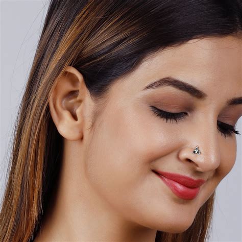 Buy Giva Sterling Silver Oxidized Club Black Stone Nose Ring For Womens