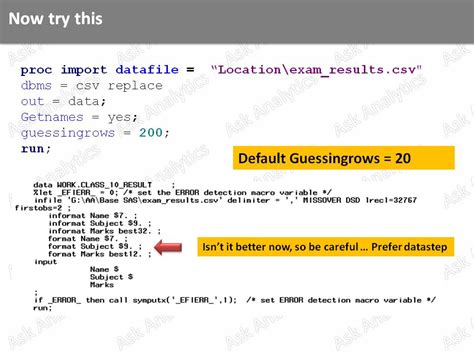 Ask Analytics Base SAS Importing Data Into SAS
