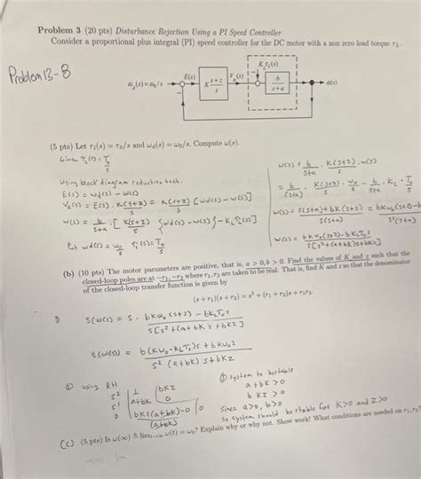 Solved Problem 3 20 Pts Disturbance Rejection Using A Pi