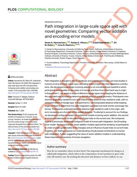 Pdf Path Integration In Large Scale Space And With Novel Geometries Comparing Vector Addition