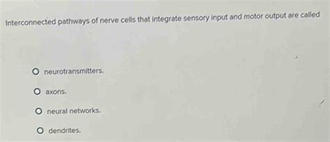 Solved Interconnected Pathways Of Nerve Cells That Integrate Sensory