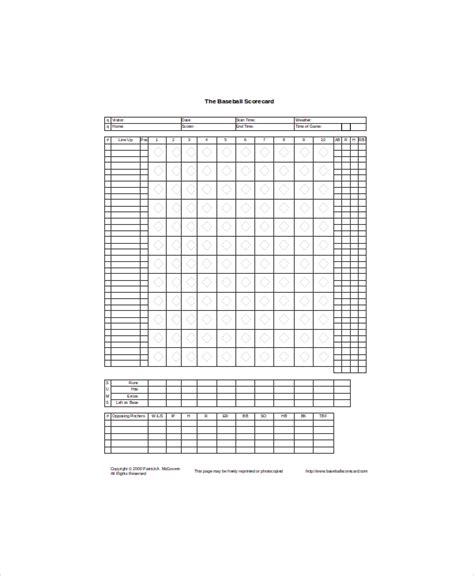 10 Baseball Scorecard Templates Free Sample Example Format Download