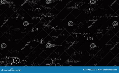 Animation Of Mathematical Equations Formulas And Diagrams Floating Against Black Background