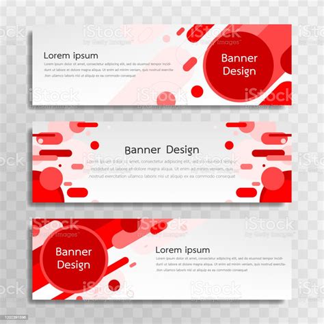 웹용으로 디자인된 빨간색 배너 템플릿 세트와 다양한 헤드라인은 세 가지 디자인으로 제공됩니다 0명에 대한 스톡 벡터 아트 및 기타 이미지 Istock