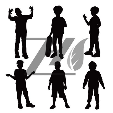 دانلود وکتور سیلوئت پسرانه طرح تخت دانلود رایگان فایل لایه باز، Psd