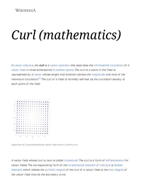 Curl Mathematics Wikipedia Pdf Vector Calculus Differential Form