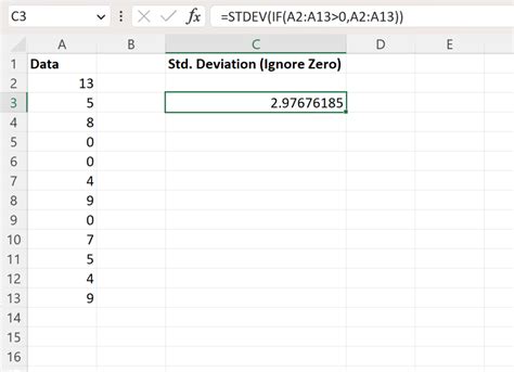 Excel Calculate Standard Deviation And Ignore Zero