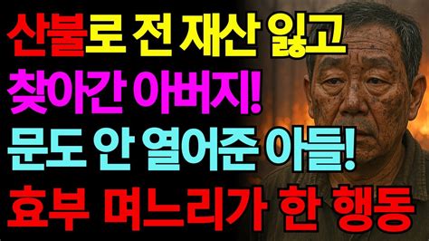 언제 가실거에요 산불로 전 재산 잃고 찾아간 아들집 문도 안 열어준 아들에게 효부 며느리가 한 행동 오디오북 사연라디오 부모자식 인생이야기 Youtube