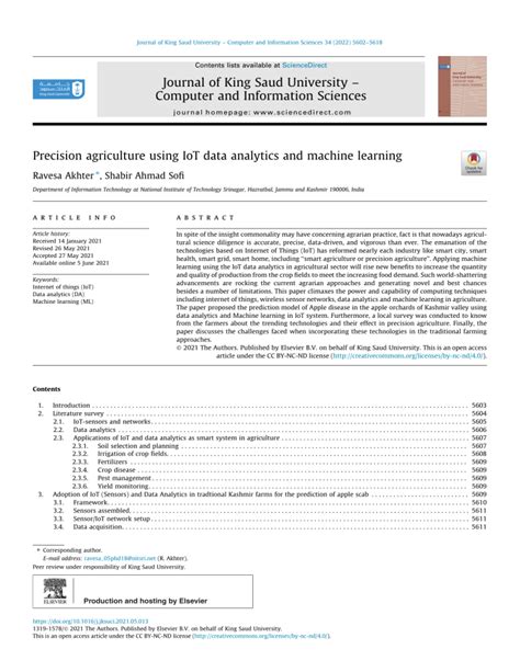 Precision Agriculture Iot Data Analytics And Machine Learning