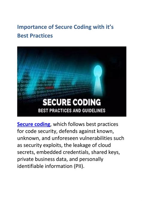 Importance Of Secure Coding With Its Best Practices Pdf