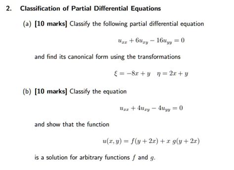 solved classification of partial differential equations [10 marks