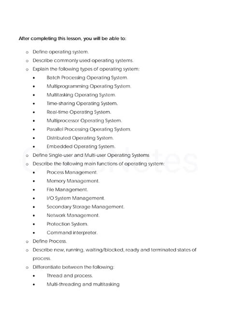 Solution Computer Science Operating System Notes Studypool