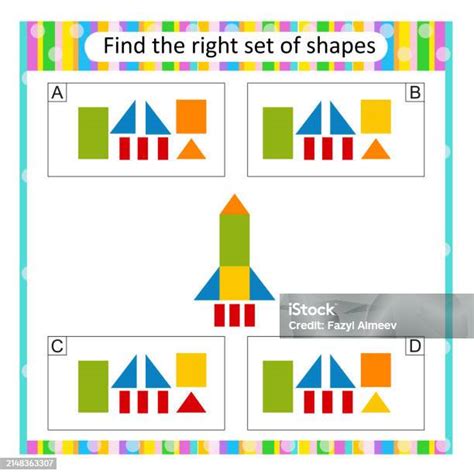 아이들을 위한 퍼즐 올바른 만화 로켓 우주선 세트를 찾으십시오 정답은 B입니다 4 5세에 대한 스톡 벡터 아트 및 기타 이미지 4 5세 6 7 살 개념 Istock