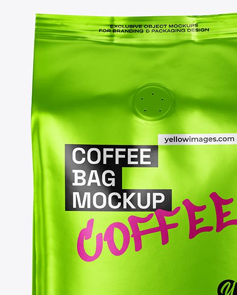 Metallic Coffee Bag With Valve Mockup Psd 155434 Yellow Images