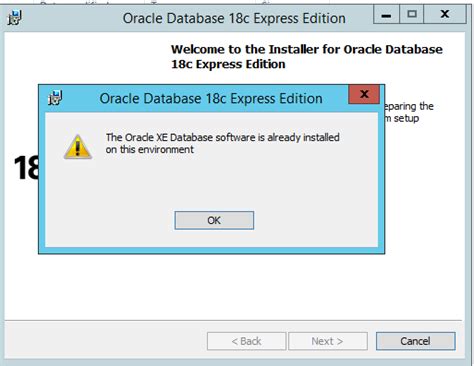 oracle xe 18c will not reinstall after being uninstalled oracle forums