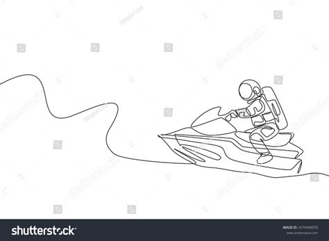 Single Continuous Line Drawing Astronaut Exercise Stock Vector Royalty Free 1679490076
