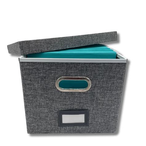 File Box Folder Organizer With Lid Decorative Linen Hanging File Box With Handles For Sale