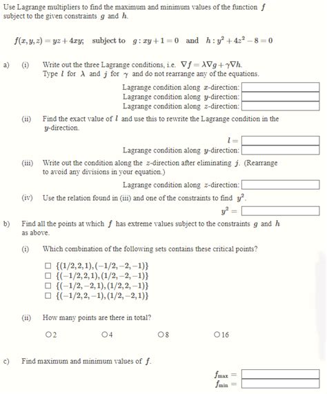 Solved Use Lagrange Multipliers To Find The Maximum And