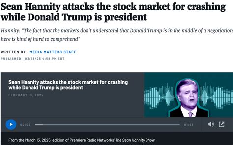 Genius Says What Sean Hannity Attacks The Stock Market For Crashing