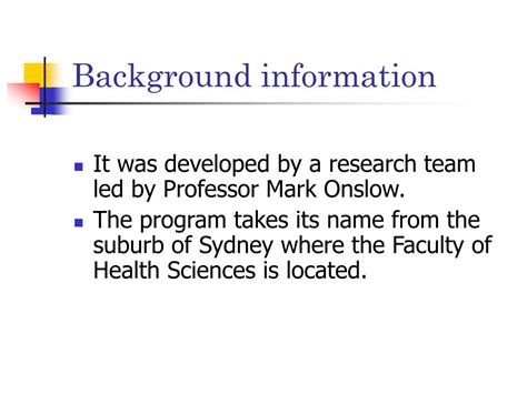 PPT The Lidcombe Program A Brief Introduction PowerPoint Presentation ID 3212049