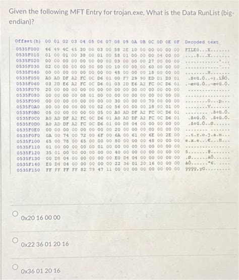 Solved Given The Following MFT Entry For Trojan Exe What Is Chegg Com