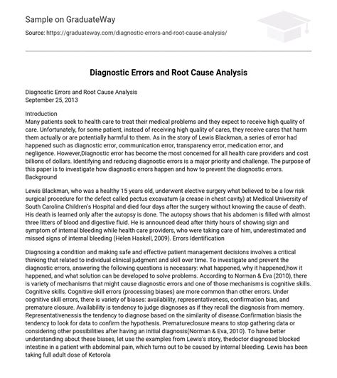 ⇉diagnostic errors and root cause analysis essay example graduateway