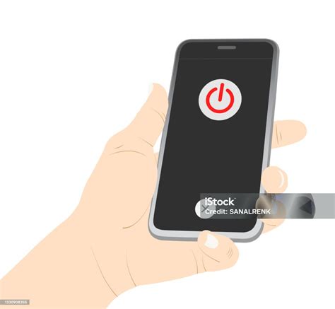 전원 끄기 끄기 끄기 닫기 휴대 전화 스마트 폰 휴대 전화 손 장치 벡터 스톡의 회전 Brand Name Smart Phone에