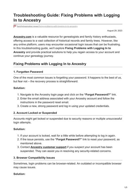 Ppt Troubleshooting Guide Fixing Problems With Logging In To Ancestry